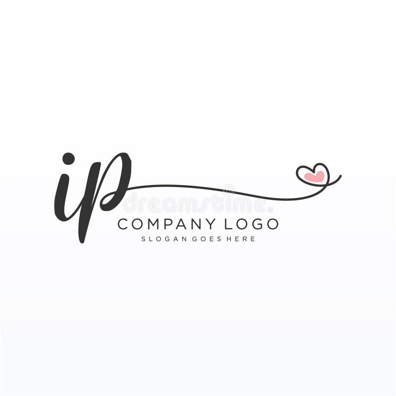 IP Initial Handwriting Logo Design Stock Vector - Illustration of drawn ...