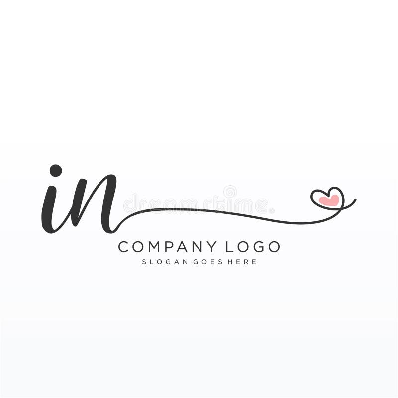 In Initial Handwriting Logo Design Stock Vector - Illustration of font ...