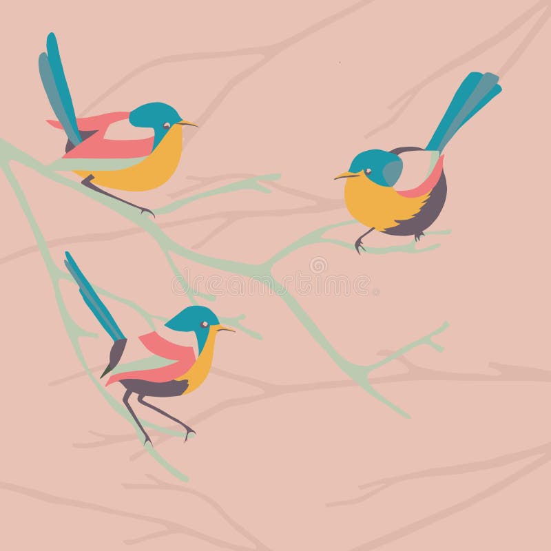 Vector Spring Card Template with a Bird Stock Vector - Illustration of ...