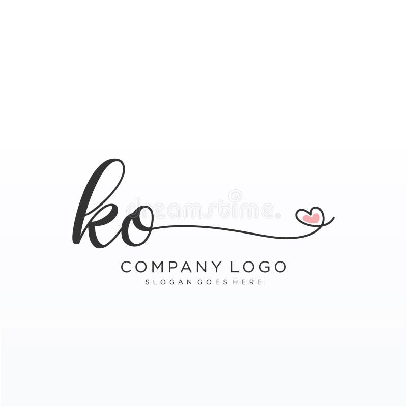 Ko Initial Handwriting Logo Design Stock Vector - Illustration of ...