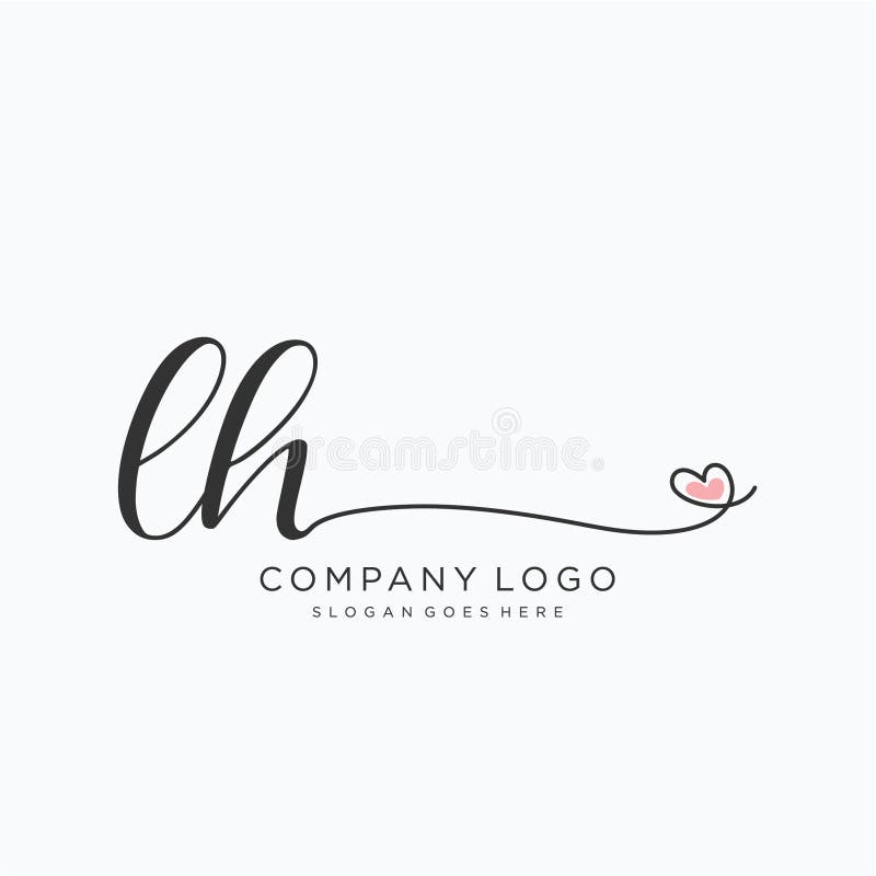 Lh Initial Handwriting Logo Design Stock Vector - Illustration of font ...