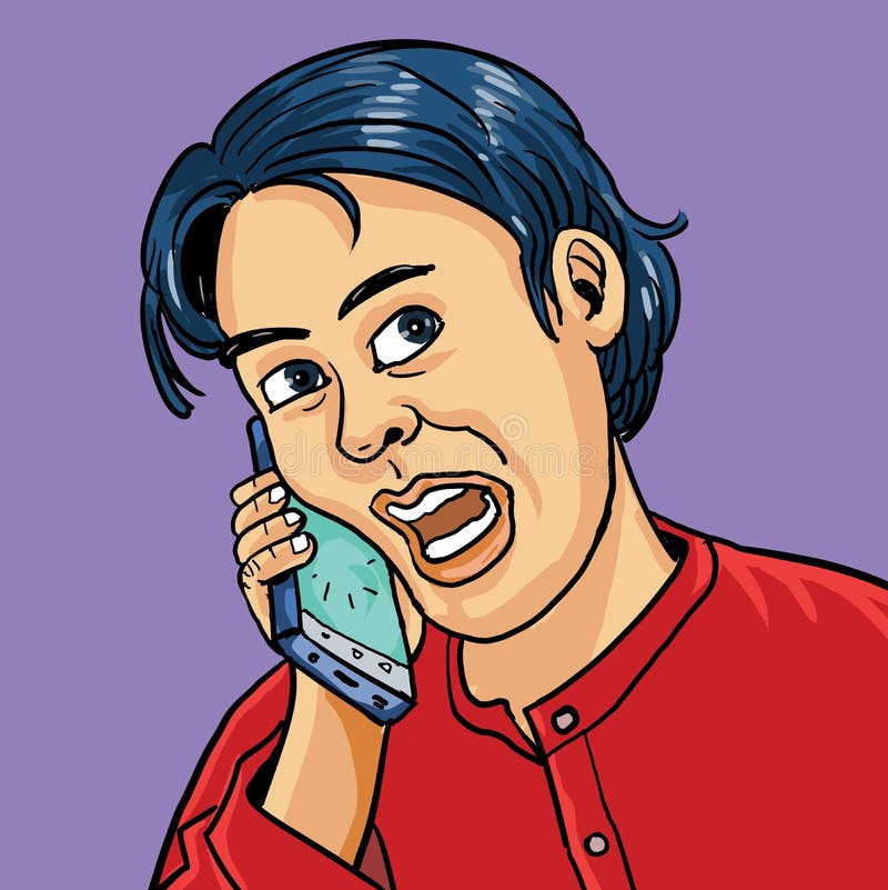 Illustration a Man Using Smartphone To Call Someone Stock Vector ...