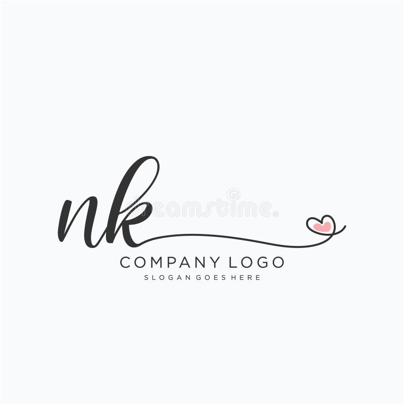 NK Initial Handwriting Logo Design Stock Vector - Illustration of ...