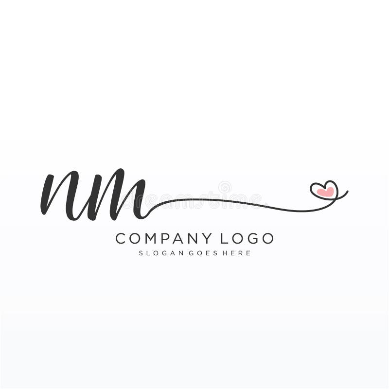 NM Initial Handwriting Logo Design Stock Vector - Illustration of font ...