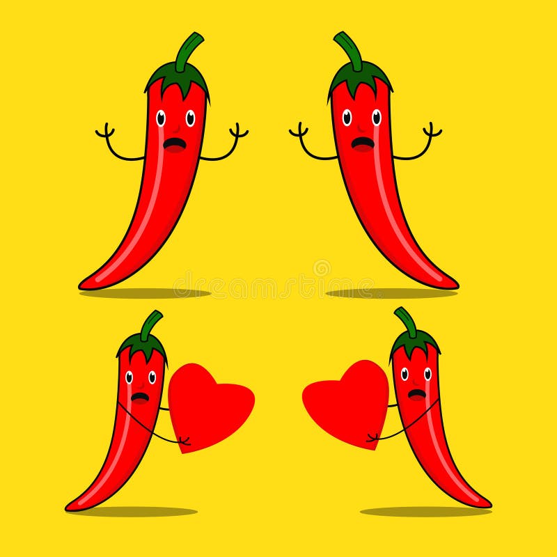 Vector Chilli Character, Chilli Character Brings Love. Stock Vector ...