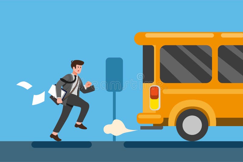 Latecomer Man Running For The Bus. Stock Vector - Illustration of ...