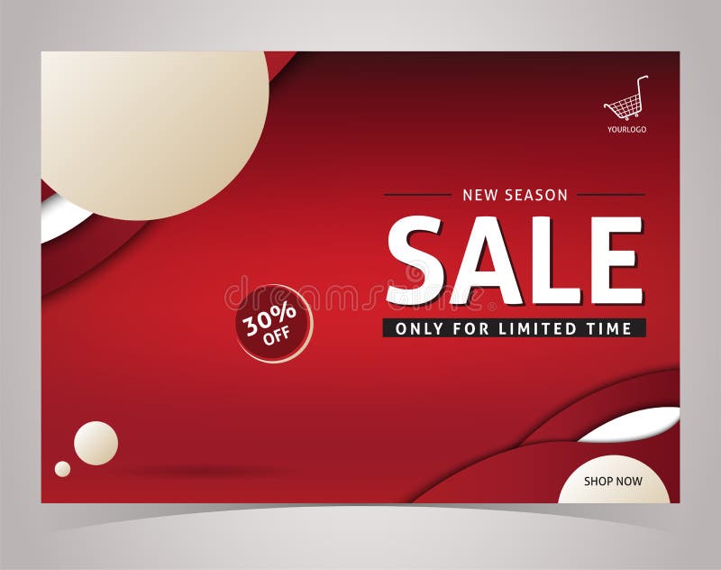 New Season Sale Red Brown Banner with Photo Space and Discount. A4 Size ...