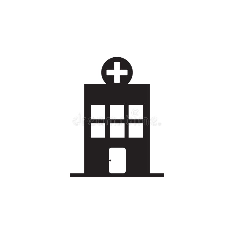 Hospital Flat Icon Vector Illustration Black and White Stock Vector ...