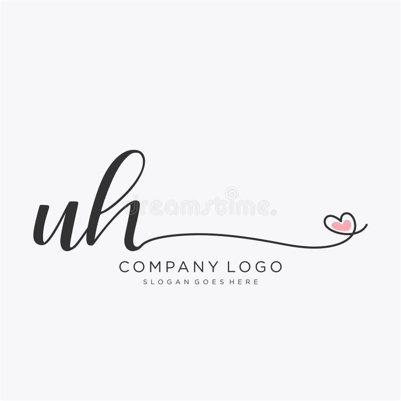UH Initial Handwriting Logo Design Stock Vector - Illustration of ...