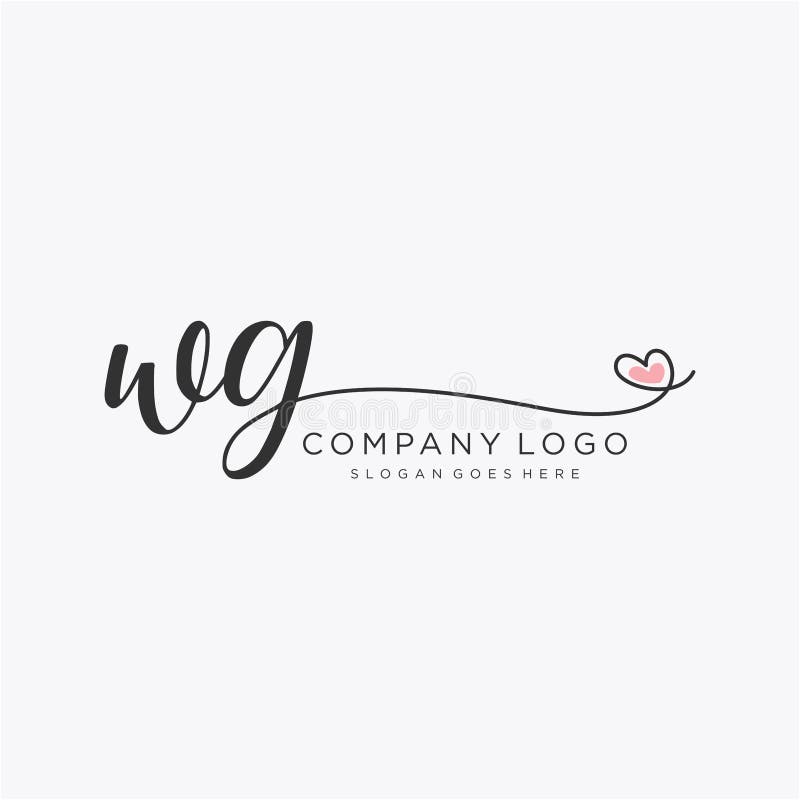 WG Initial Handwriting Logo Design Stock Vector - Illustration of ...