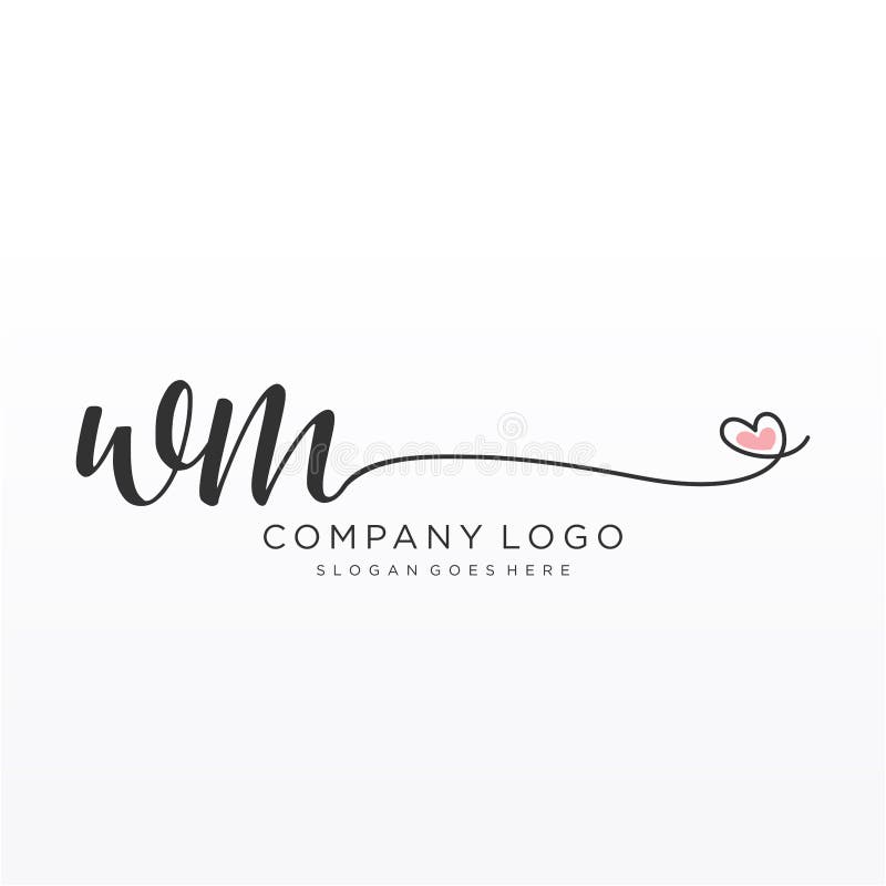 WM Initial Handwriting Logo Design Stock Vector - Illustration of font ...