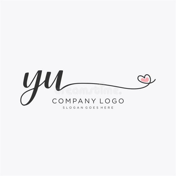 YU Initial Handwriting Logo Design Stock Vector - Illustration of ...