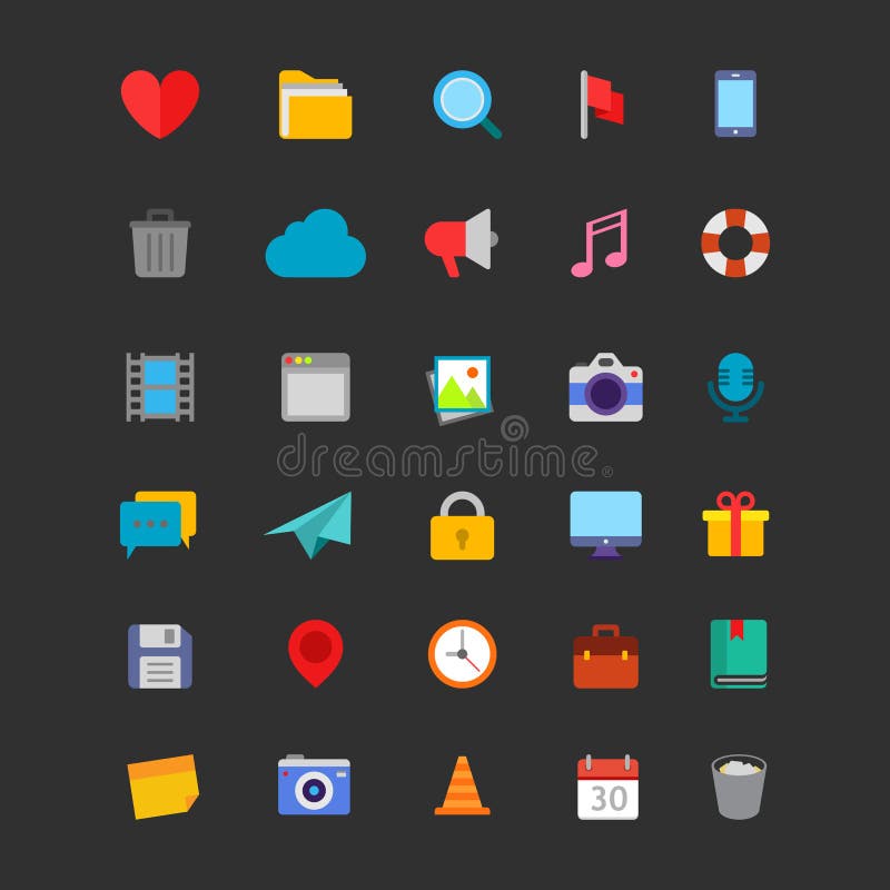 A Collection of Flat Computer Technology Icons. Suitable for Basic ...
