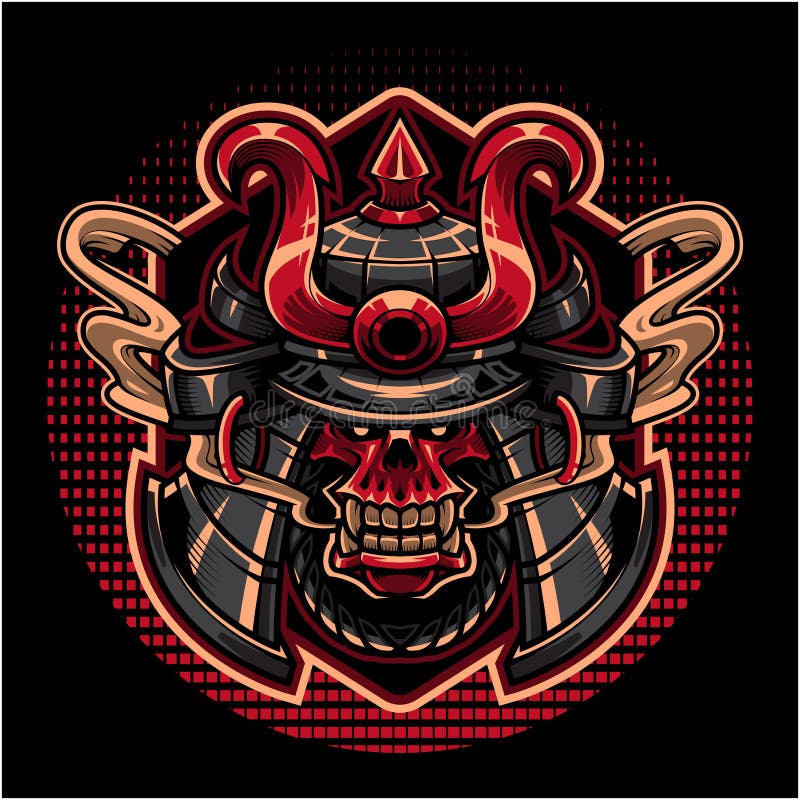 Samurai Skull Mask Illustration Logo Vector Stock Vector - Illustration ...