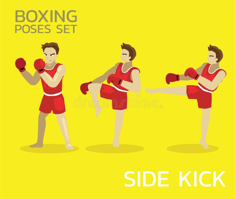 Low Kick Manga Boxing Poses Set Cartoon Vector Illustration Stock ...