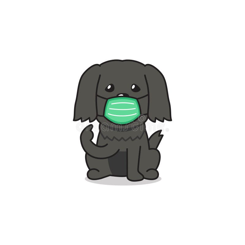 Cartoon Character Black Dog Wearing Protective Face Mask Stock Vector ...