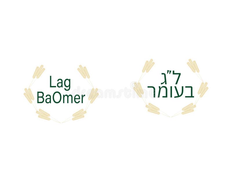 Jewish Holiday Lag BaOmer Round Banner. Hebrew and English Text and ...