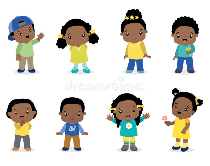 Cute Little African American Children in Colorful Clothes Happy ...