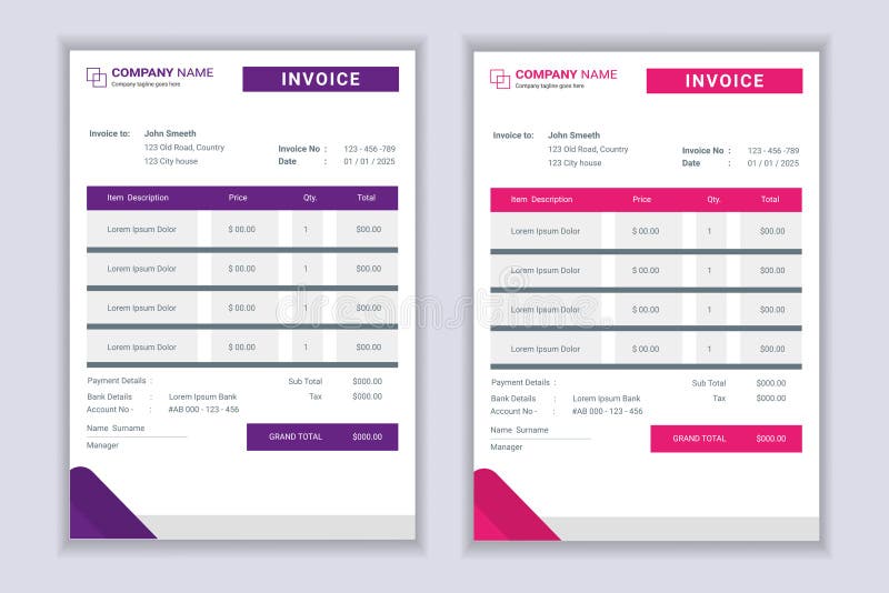 Price Invoices.Invoice Minimal Design Template. Bill Form Business ...