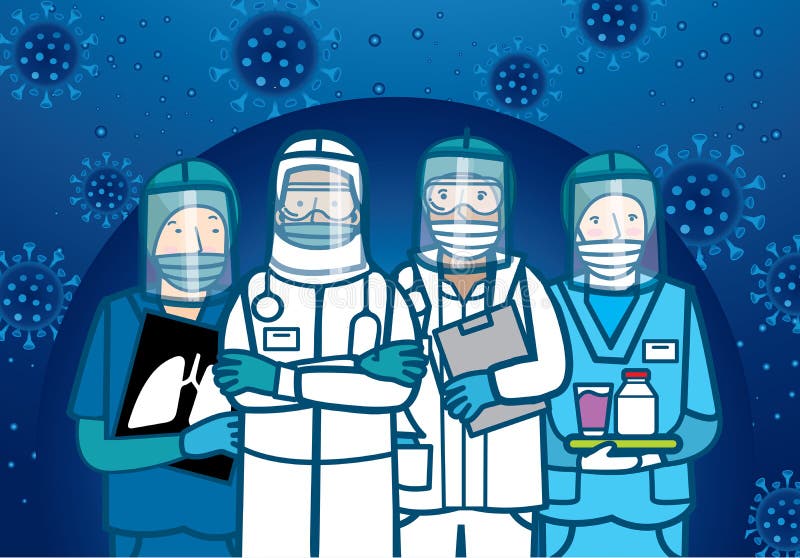 Medical Frontliner with the Background of Covid-19 Virus. Stock Vector ...