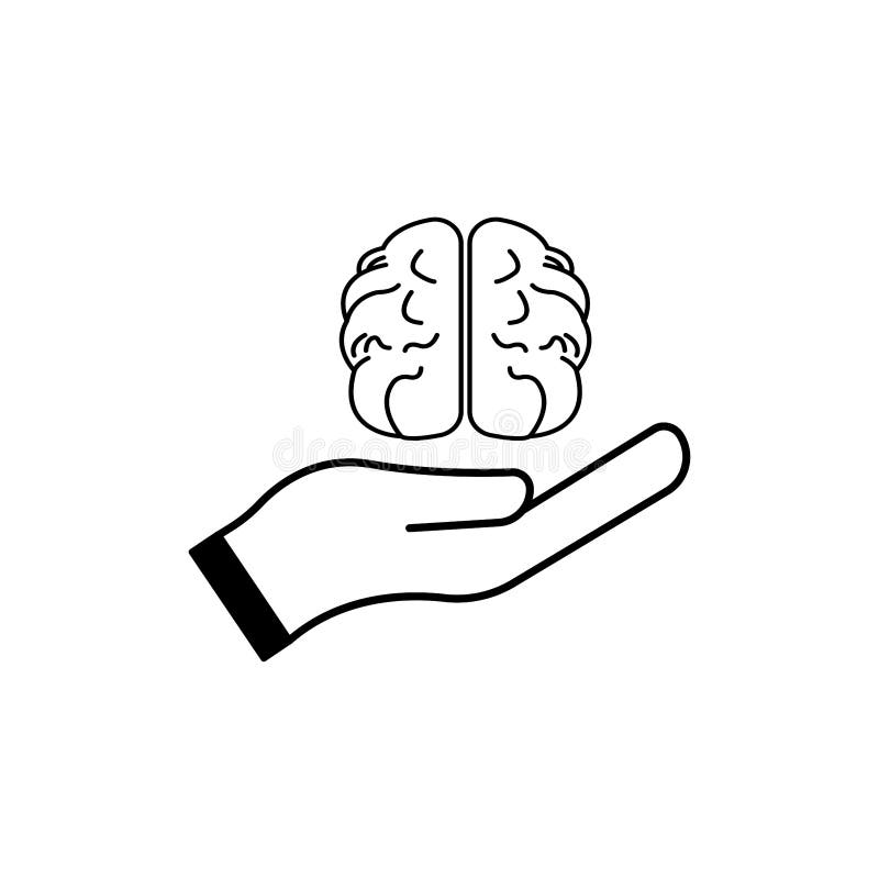 Hand and Brain Line Icon. Template Vector Stock Vector - Illustration ...