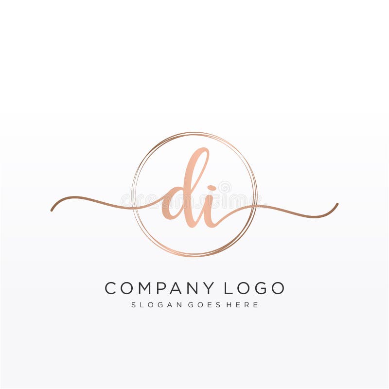 DI Initial Handwriting Logo with Circle Stock Vector - Illustration of ...