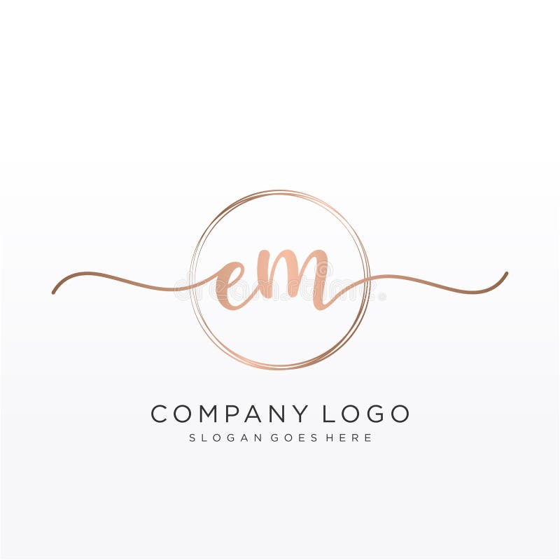 EM Initial Handwriting Logo with Circle Stock Vector - Illustration of ...