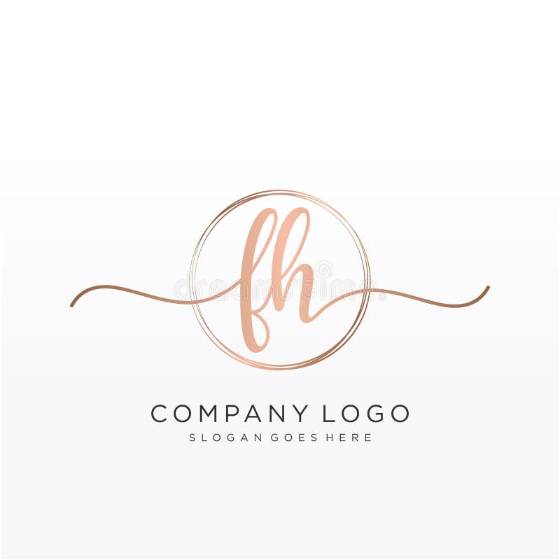 FH Initial Handwriting Logo with Circle Stock Vector - Illustration of ...