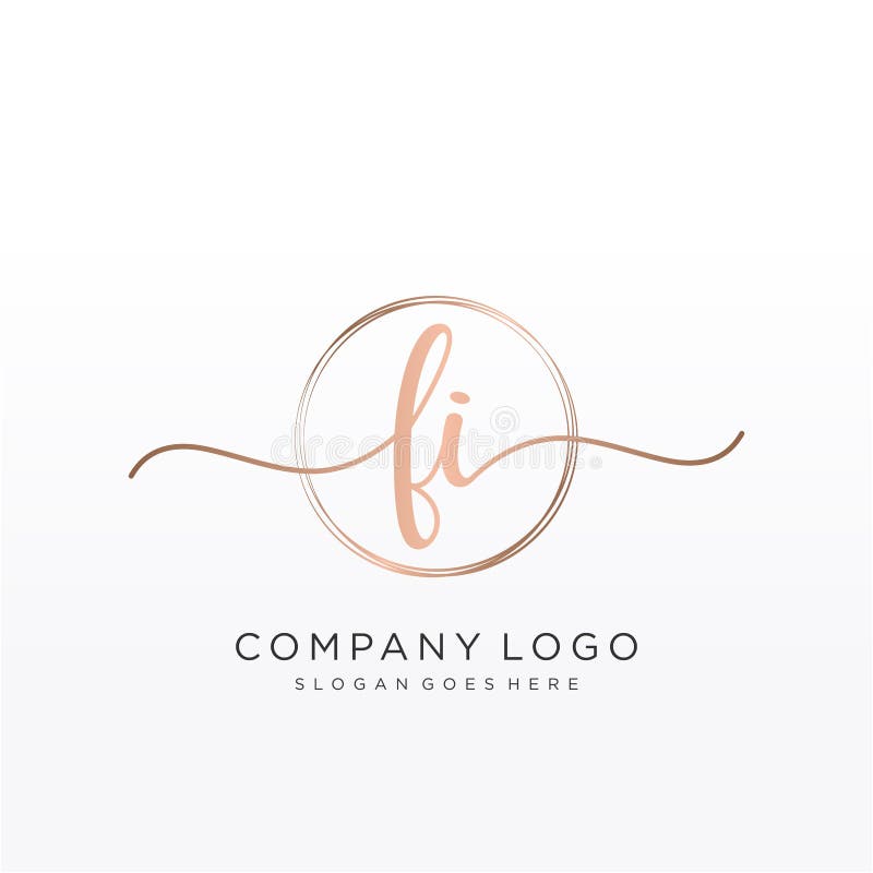 FI Initial Handwriting Logo with Circle Stock Vector - Illustration of ...