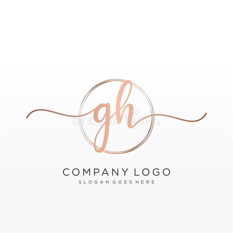 GH Initial Handwriting Logo with Circle Stock Vector - Illustration of ...