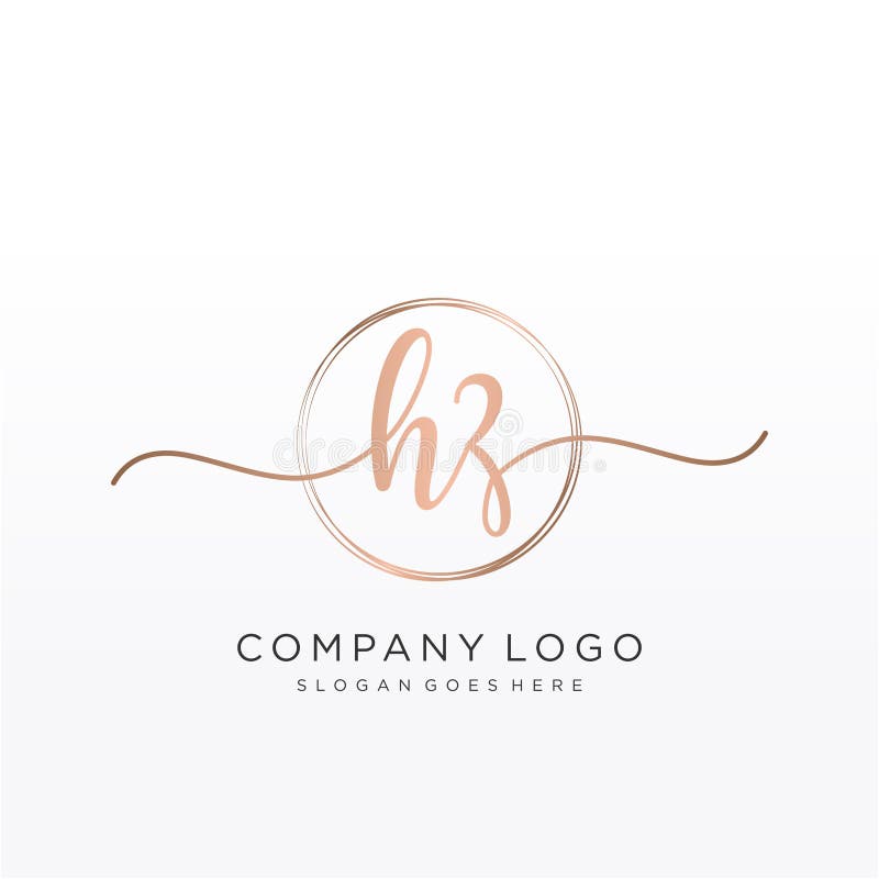 HZ Initial Handwriting Logo with Circle Stock Vector - Illustration of ...