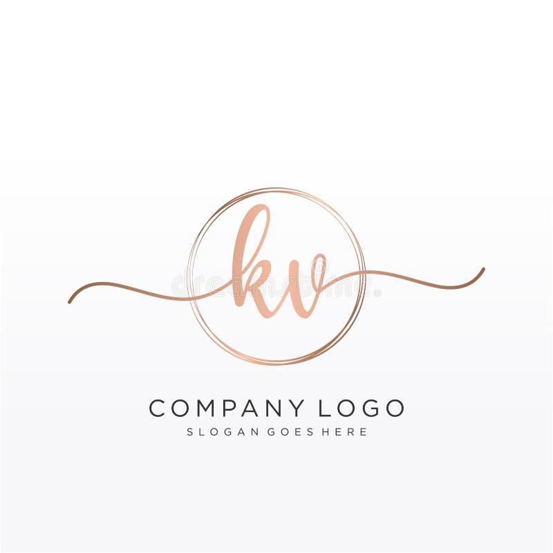 KV Initial Handwriting Logo with Circle Stock Vector - Illustration of ...