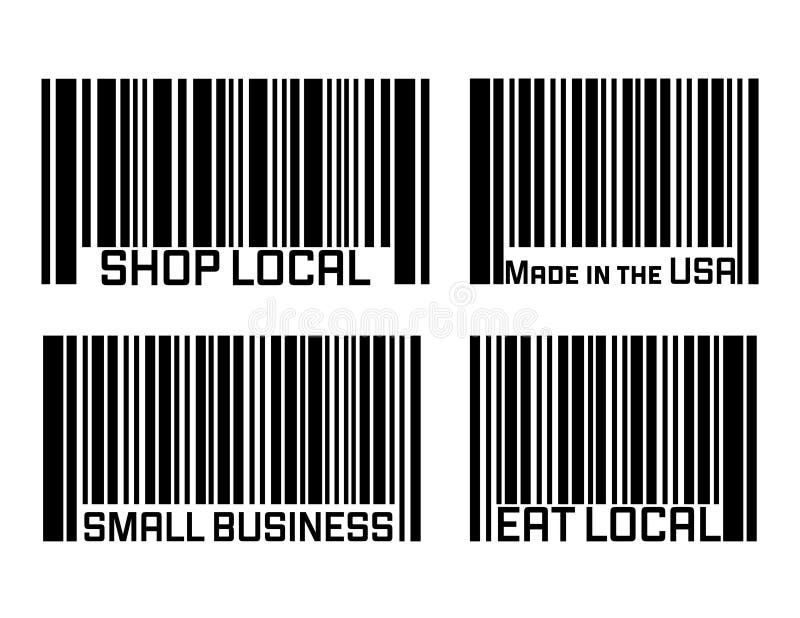 Shop Local Bar Code Illustrations Set of Four Bar Codes Reads SHOP ...