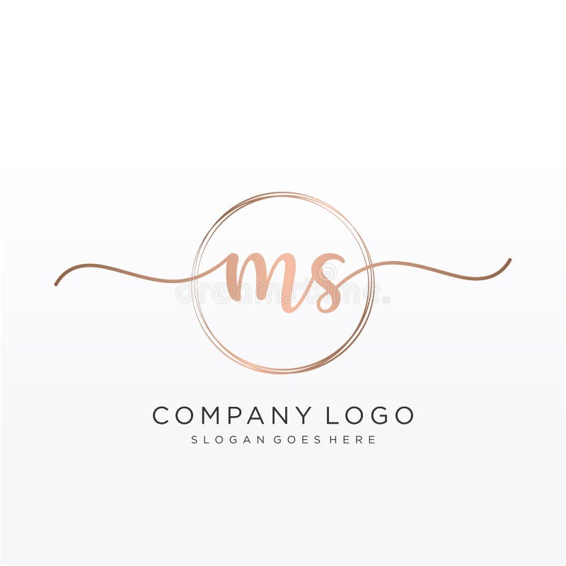 MS Initial Handwriting Logo with Circle Stock Vector - Illustration of ...