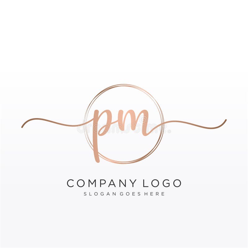 PM Initial Handwriting Logo with Circle Stock Vector - Illustration of ...