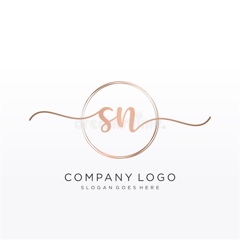 SN Initial Handwriting Logo with Circle Stock Vector - Illustration of ...
