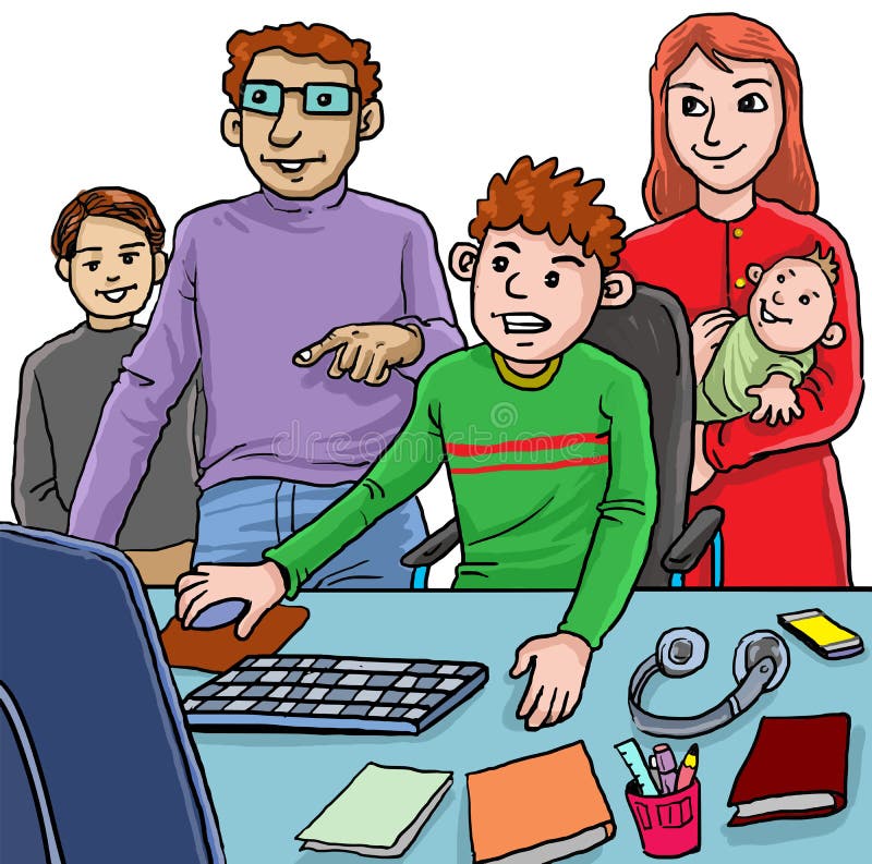 Happy Family Seeing Internet Program Together Stock Vector ...