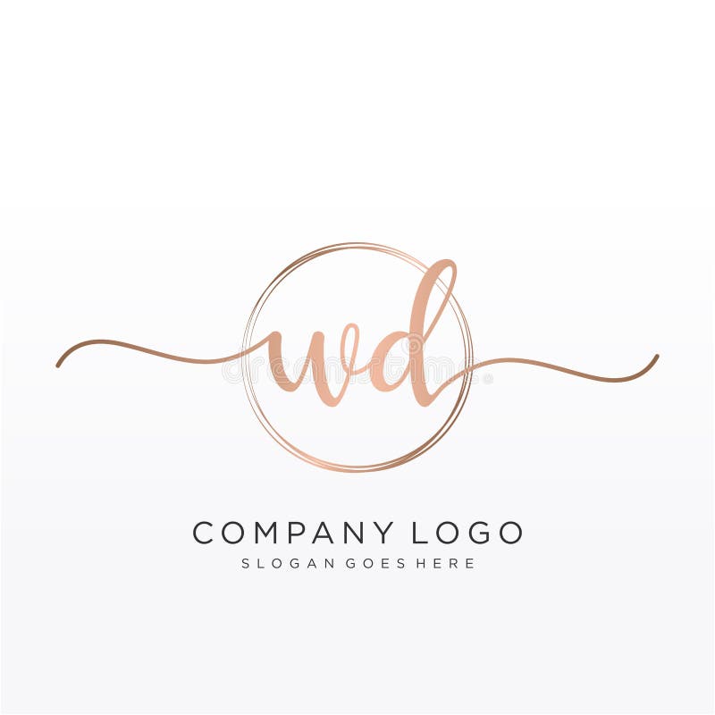 WD Initial Handwriting Logo with Circle Stock Vector - Illustration of ...