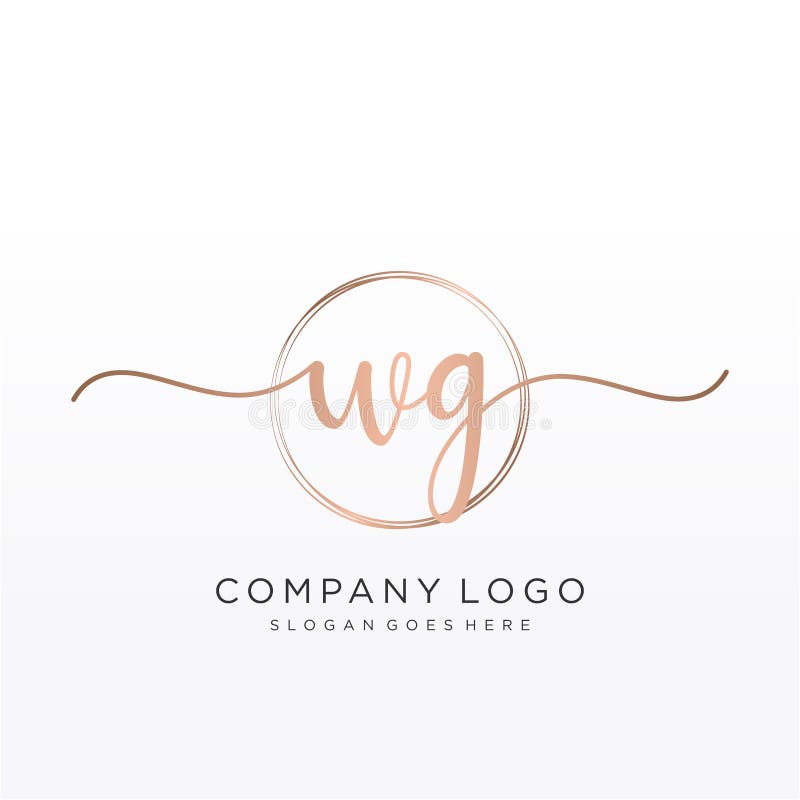 WG Initial Handwriting Logo with Circle Stock Vector - Illustration of ...