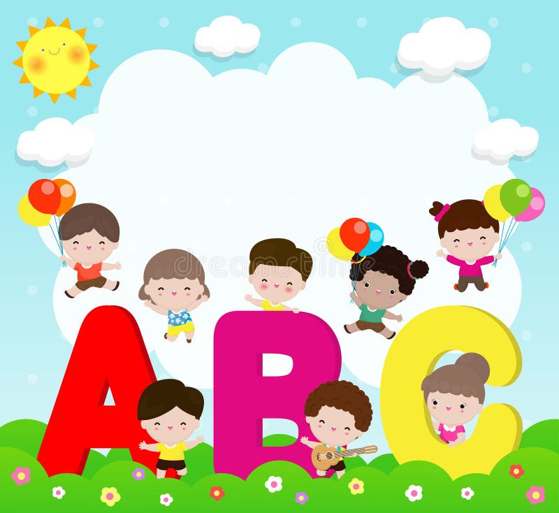 Cartoon Children with ABC Letters, School Kids with ABC, Children with ...