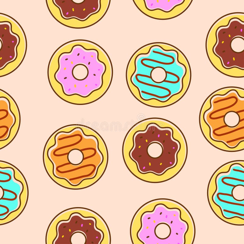 Cute Doughnut Seamless Pattern in Colorful Style Stock Vector ...