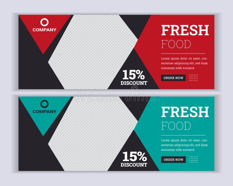 Food and Restaurant Web Banner Template. Stock Vector - Illustration of ...