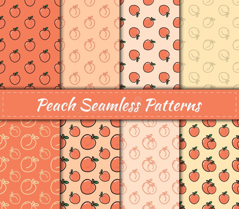 Peach Seamless Pattern Hand Drawn Doodle. , Minimalism. Food, Fruit ...