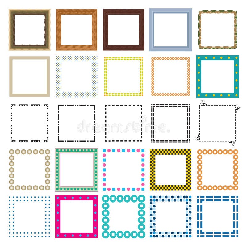 Border Vector Set in Multiple Shapes and Colors Stock Vector ...