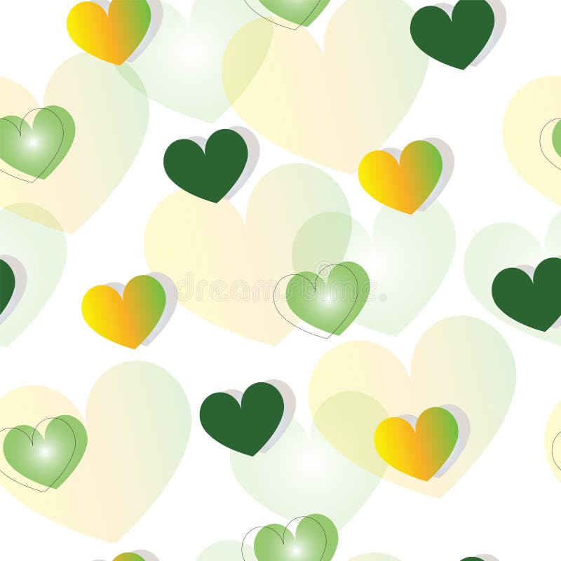 Seamless Pattern with Green Hearts Vector Stock Vector - Illustration ...
