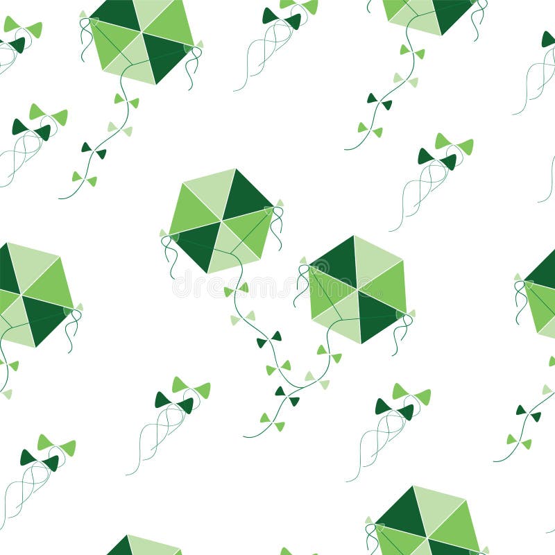 Seamless Pattern with Kites in Green and Yellow Colors Vector Stock ...
