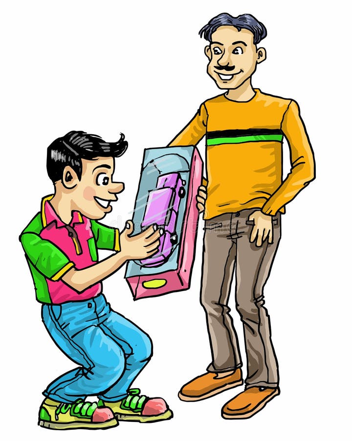 Cartoon Father and His Son Talking. Stock Vector - Illustration of ...