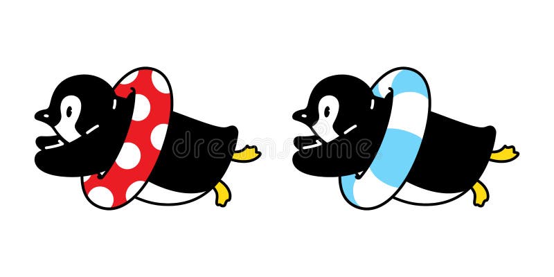 Penguin Vector Icon Logo Swimming Pool Ring Cartoon Character Ocean Sea ...