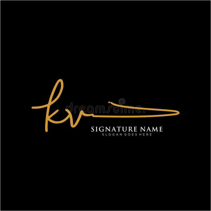 Letter KV Signature Logo Template Vector Stock Illustration ...