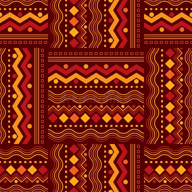 African Pattern Design in Rows Stock Illustration - Illustration of ...